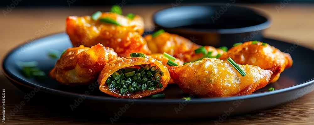 Plate of Kanom Gui Chai, showcasing the crispy, deep-fried dumplings ...