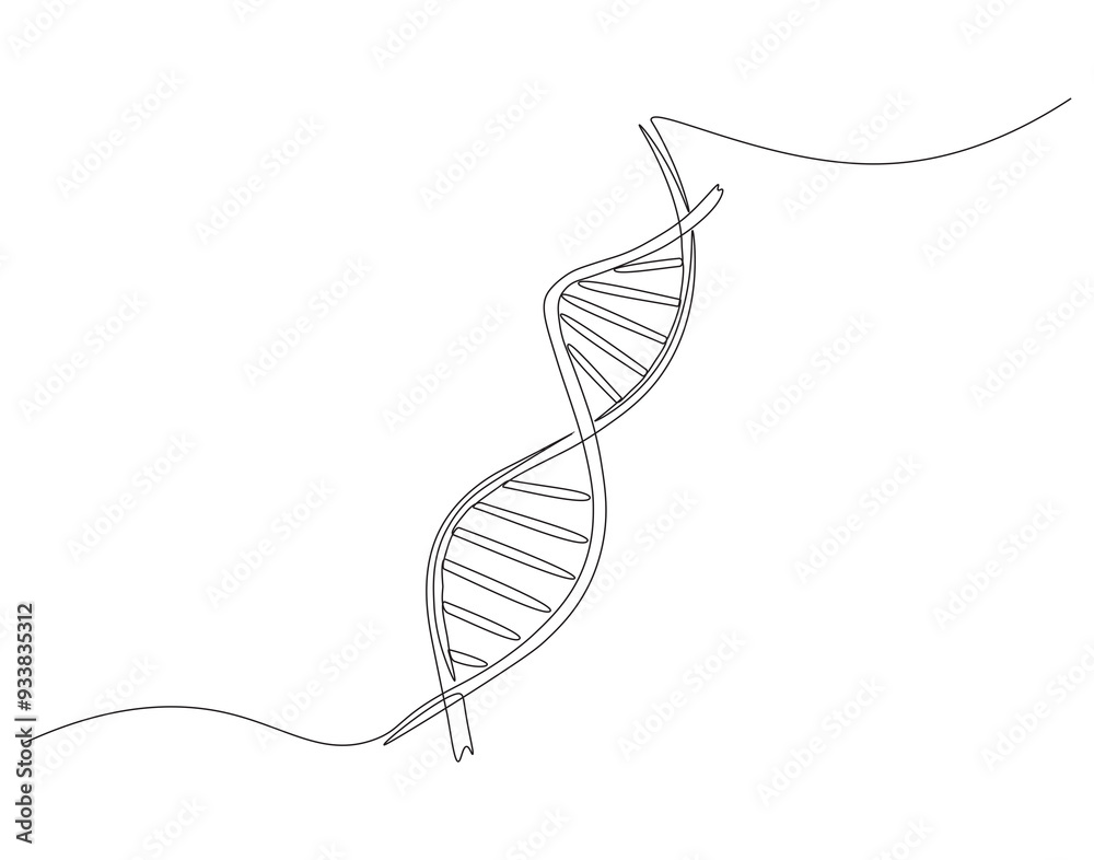 Continuous one line drawing of DNA. Single line drawing illustration of ...