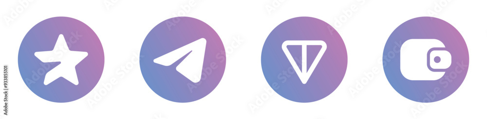 Set of purple round flat Telegram icons - Toncoin cryptocurrency sign ...