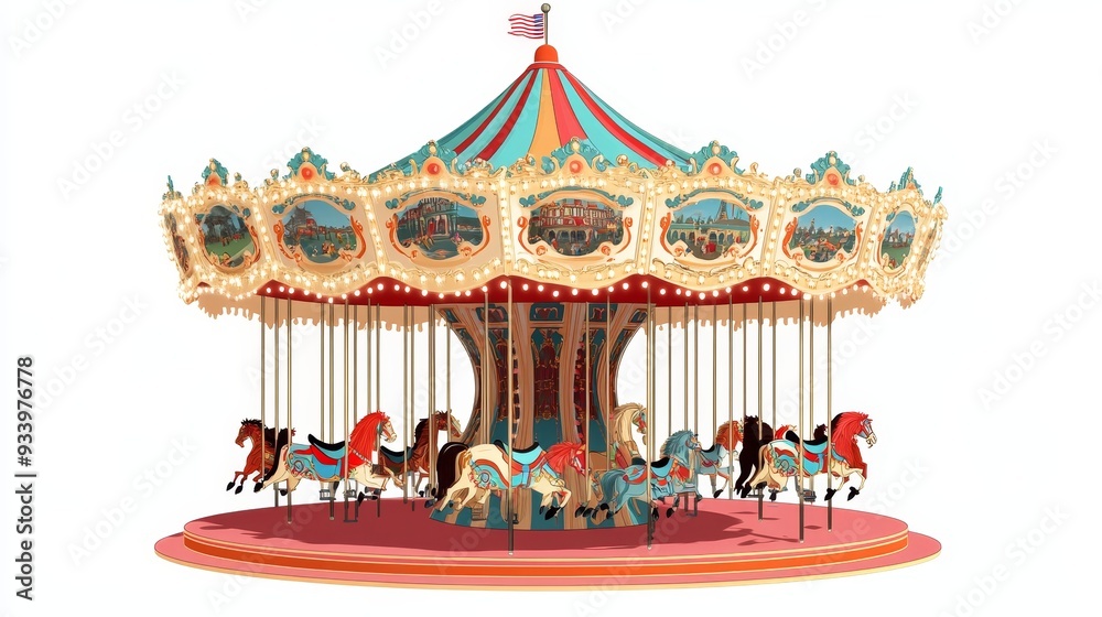 Carousel, also known as a merry-go-round, is a classic amusement park ...