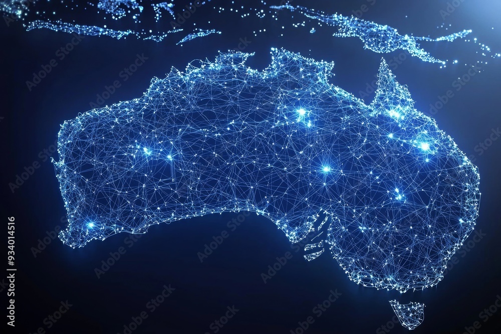Digital map of australia network connectivity created with generative ...