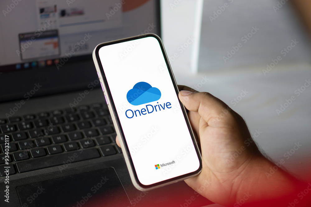 Dhaka, Bangladesh- 22 Aug 2024: Microsoft OneDrive logo is displayed on ...