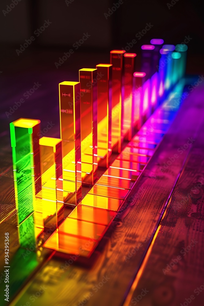 Stock market sector performance bar graph, using a spectrum of colors ...