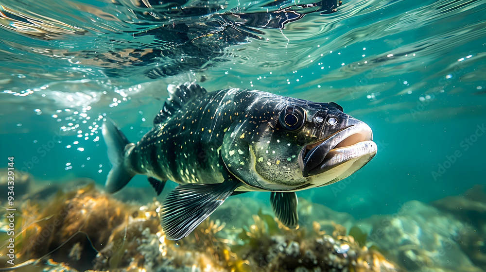 Amazon Black Armored Catfish swimming in clear waters, its unique body ...
