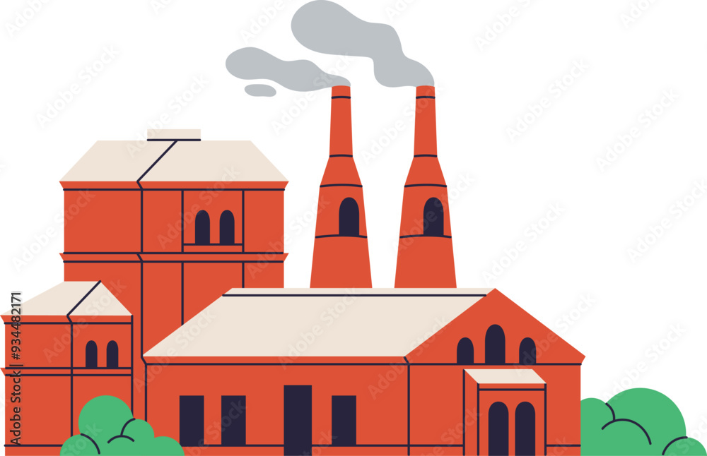 Abstract industrial building. Production factory structure ...