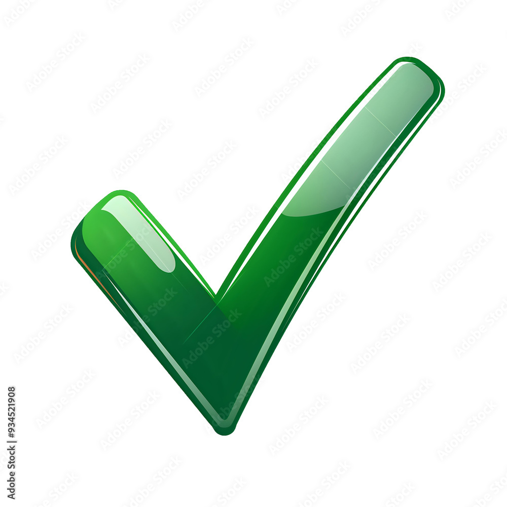 Shiny green checkmark, isolated on a white background. Ideal for ...