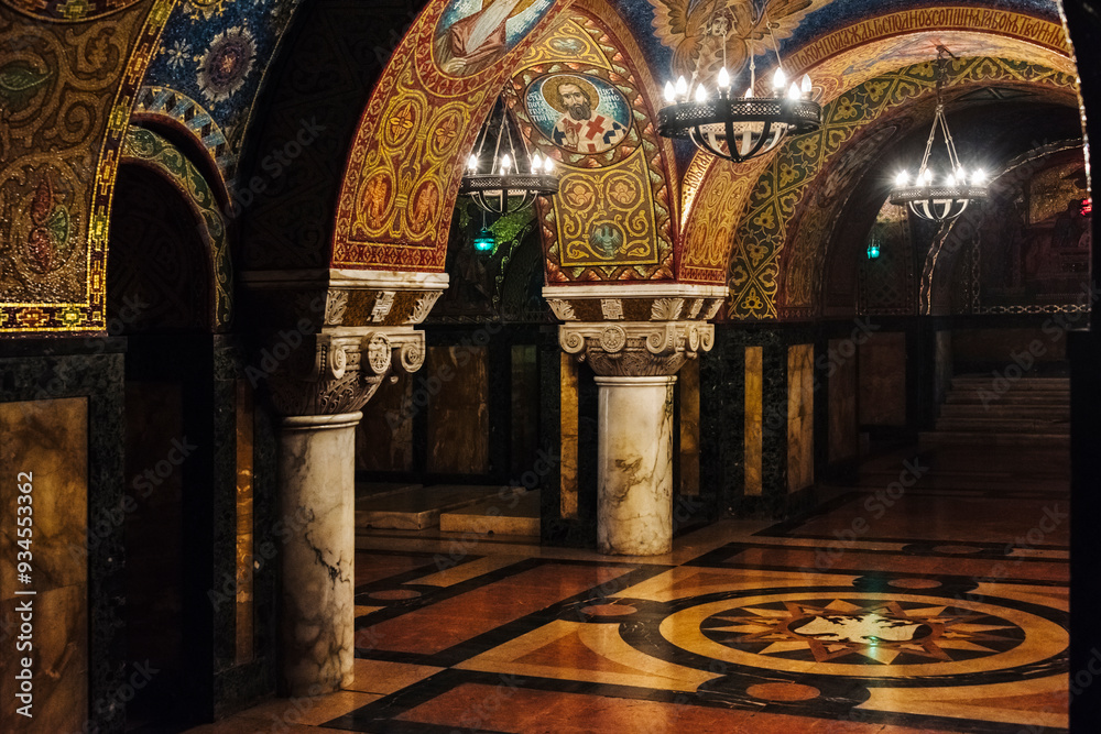 Crypt inside Oplenac Royal Mausoleum, also known as Saint George's ...
