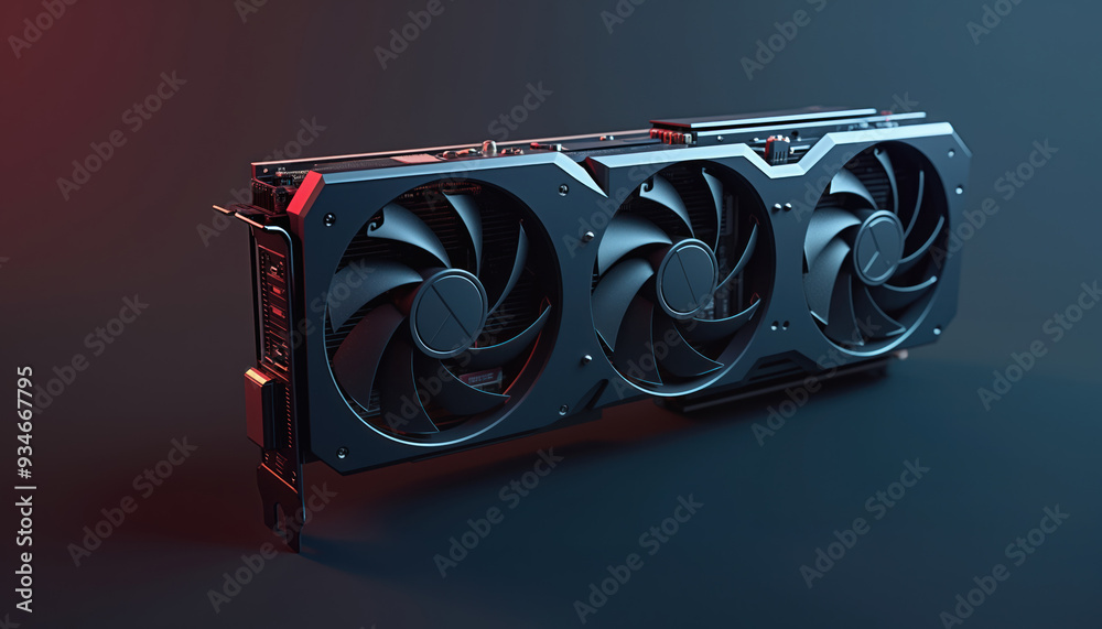 Triple-Fan Graphics Card on Black Background: A high-performance ...