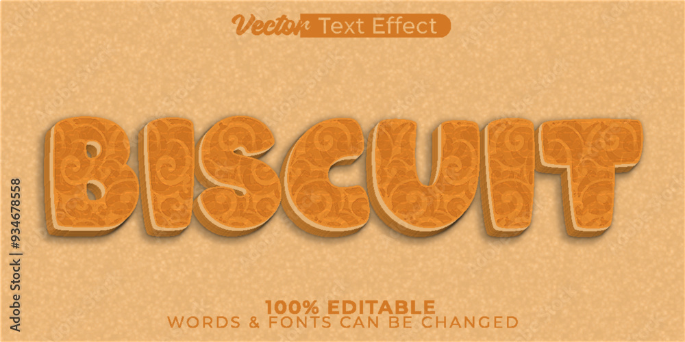 Biscuit Vector Text Effect Editable Alphabet Cookie Snack Cake Baked ...