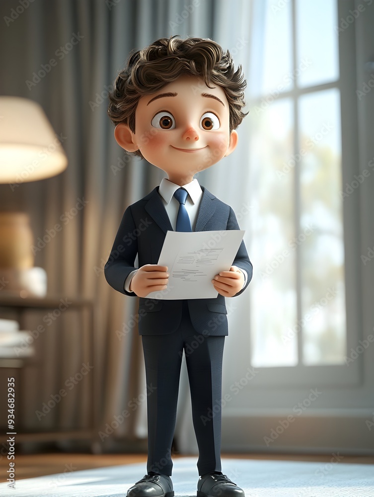 Animated 3D full body character of a young diplomat or government ...