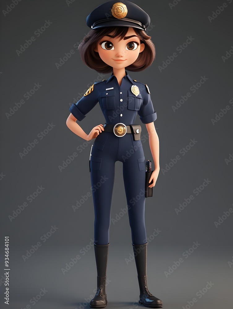 Ilustración de Stock Animated 3D model of a female police officer ...