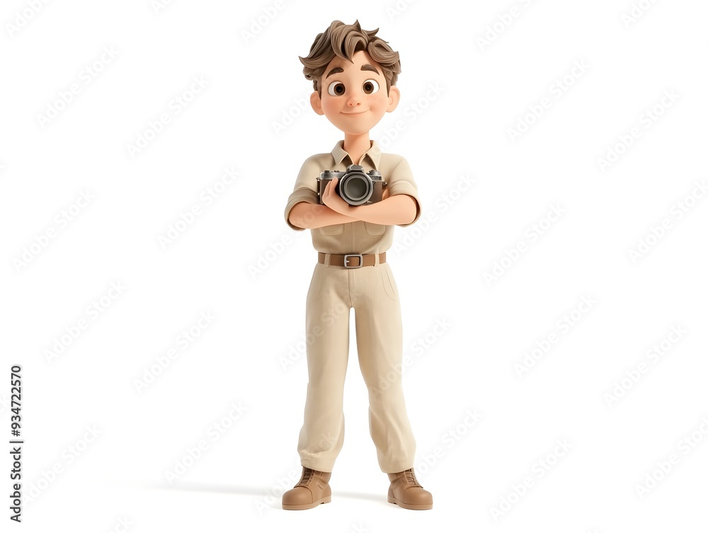 3D animated full body representation of a young boy wearing a ...