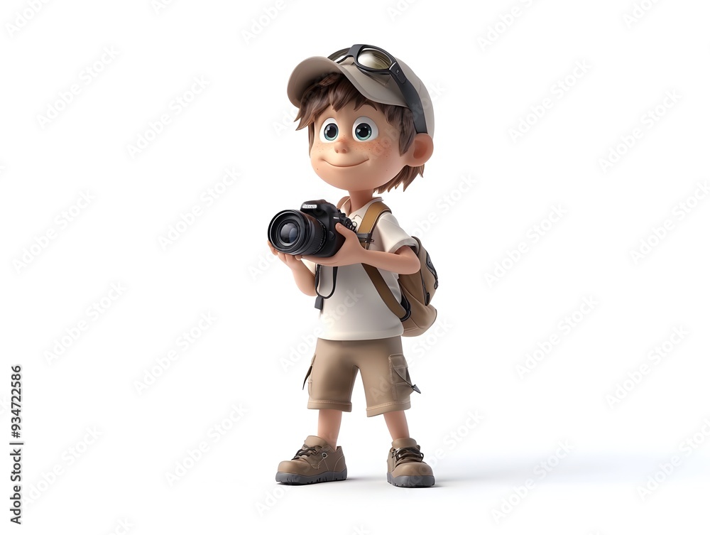 Full Body 3D Animated Boy Photographer in Uniform Posing Confidently at ...