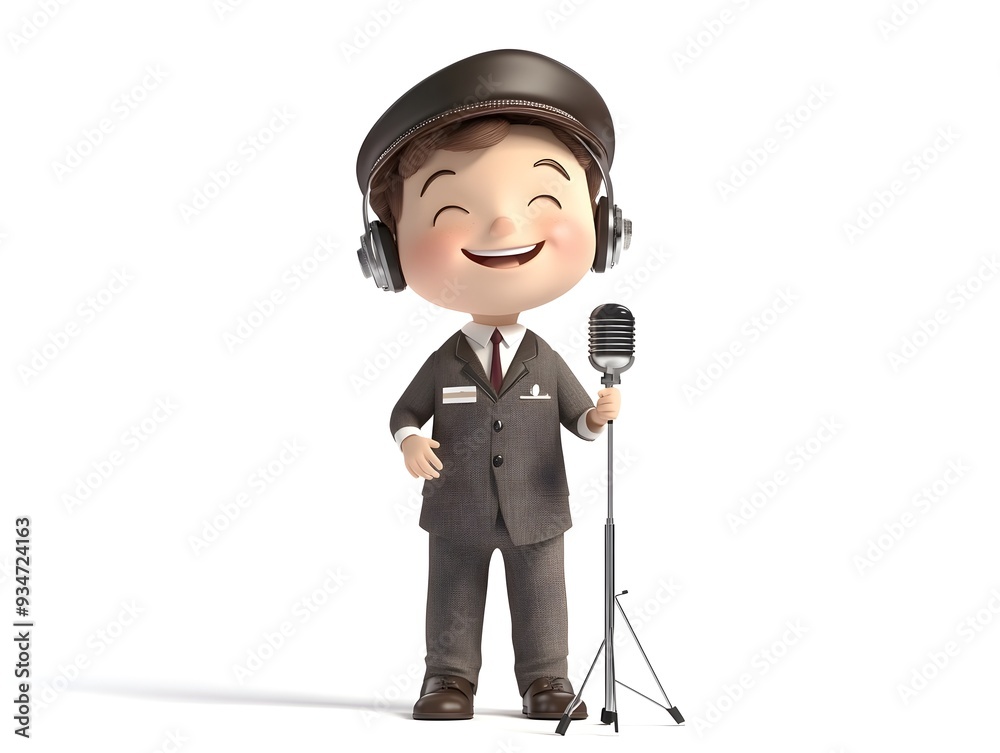 Full Body 3D Animation of a Young Boy Wearing a Radio Broadcaster ...