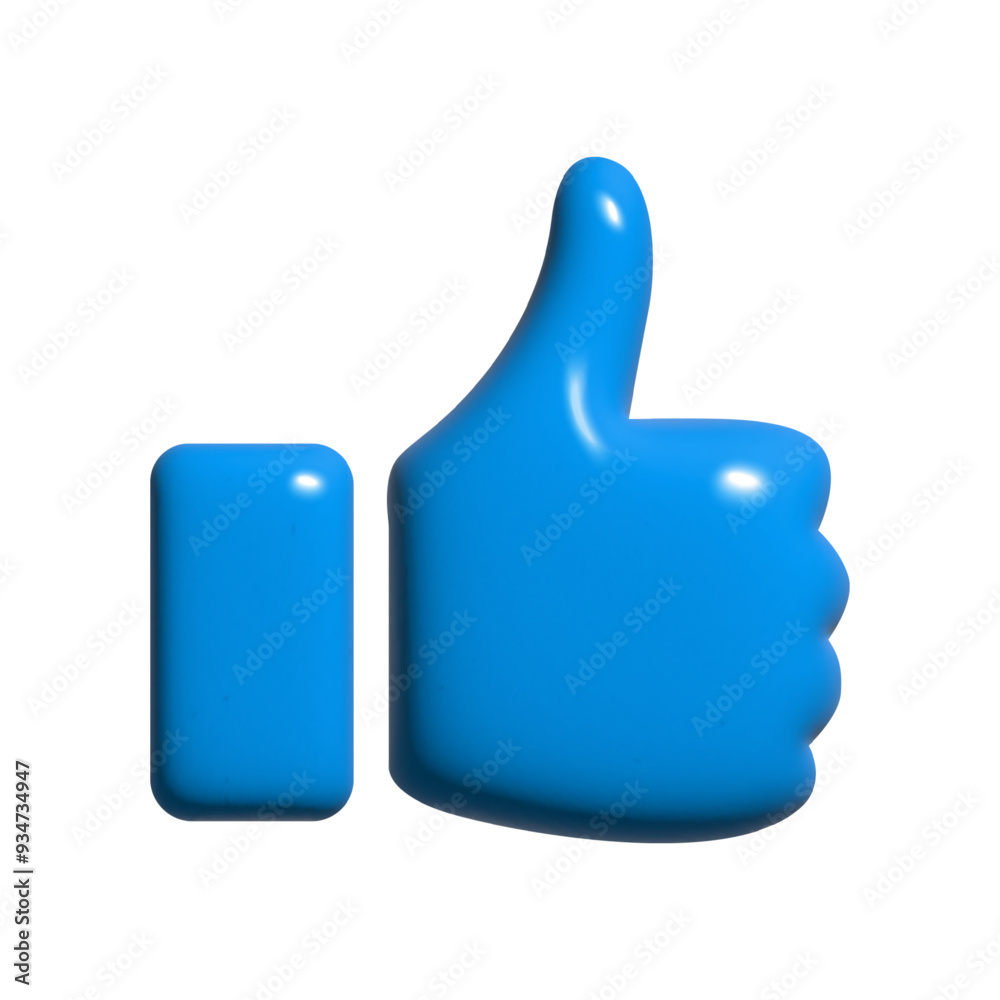 3D Bubble Inflatable vector Thumbs up icon. Blue Like Ok icons hand ...
