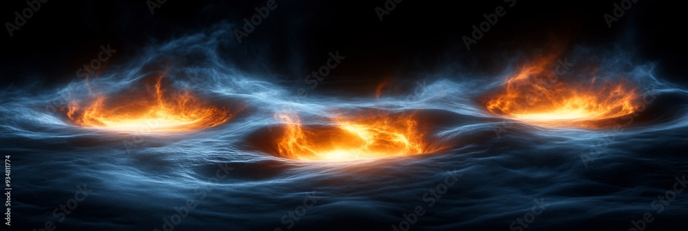 Black hole visualized in an abstract depiction with Hawking radiation ...