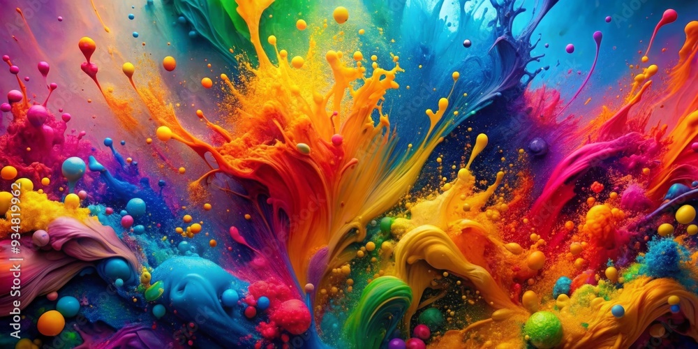 Vibrant and colorful 8k desktop wallpaper with paint splashes Stock ...