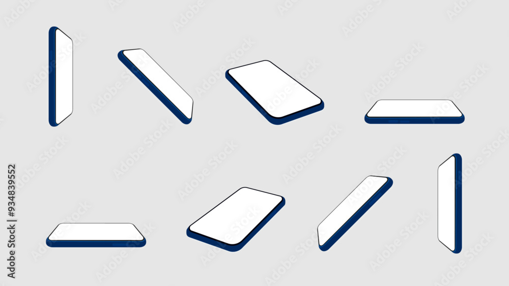 Minimalist Style 3D Smartphone Mockup Set. Modern Smart Mobile Phone ...