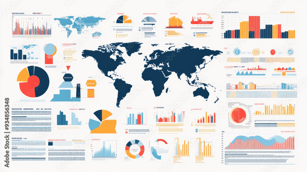 Infographic design components featuring pie charts and a step-by-step ...