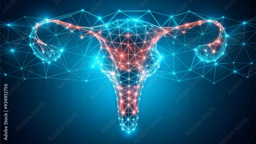 Polygonal inflamed diseased female uterus, healthy uterus and recovery ...