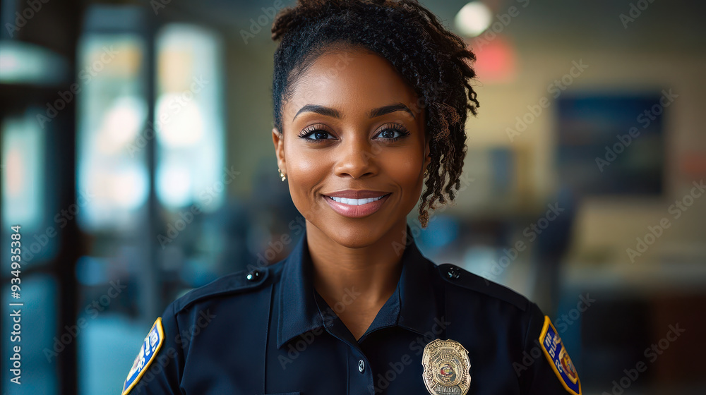 Smiling African American Female Police Officer in Uniform at USA Police ...