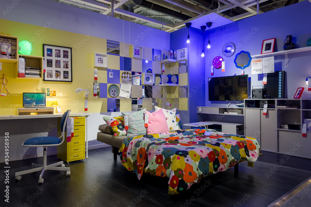 PENANG, MALAYSIA - AUG 14, 2024: IKEA new fancy colour theme bedroom ...