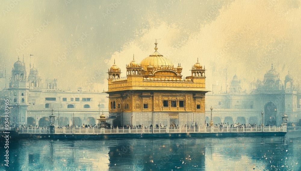 Serene Abstract Sikh Gurdwara: AI-Generated Watercolor Art for Cultural ...