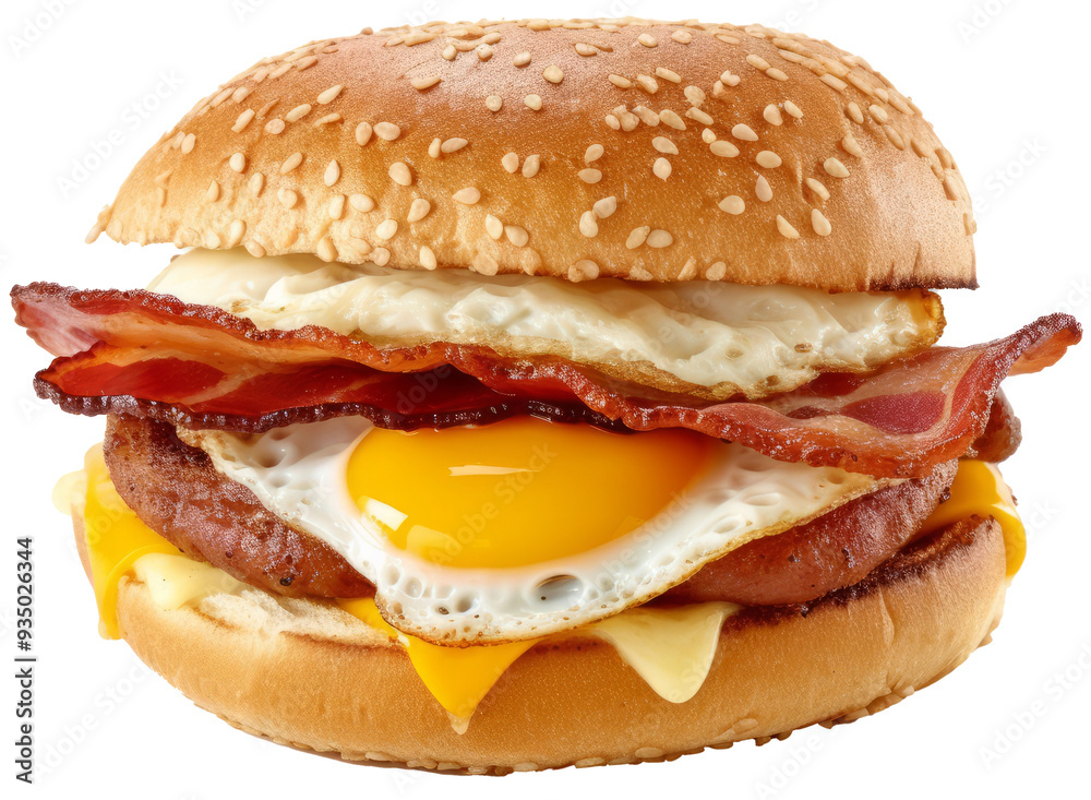 Bacon, Egg, and Cheese Breakfast Burger: A mouthwatering breakfast ...