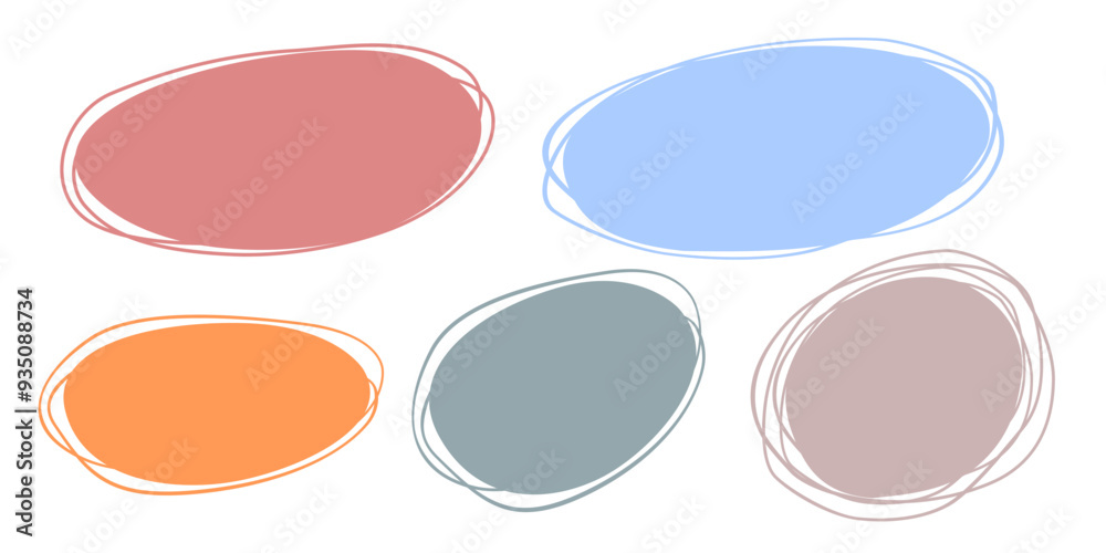 Set of rounded elongated frames with uneven edges and uneven contours ...