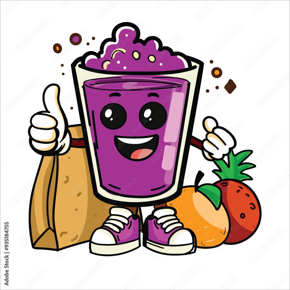 HandMade Vector Illustration of Jamun Fruit Pulp Shot Glass Cartoon ...