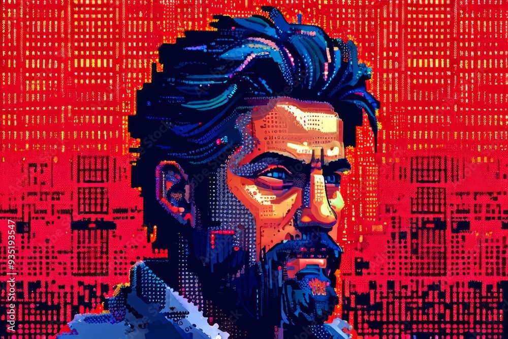 ascii pixel art a pixel art close up where each pixel is filled Stock ...