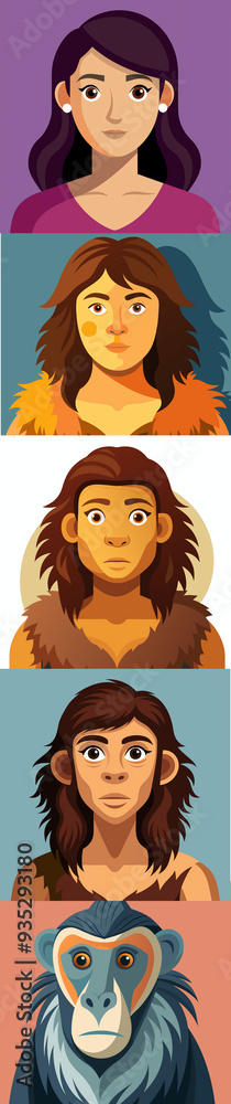 Stages of human evolution set, female human development stages ...