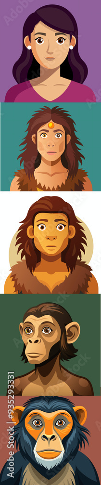 Stages of human evolution set, female human development stages ...