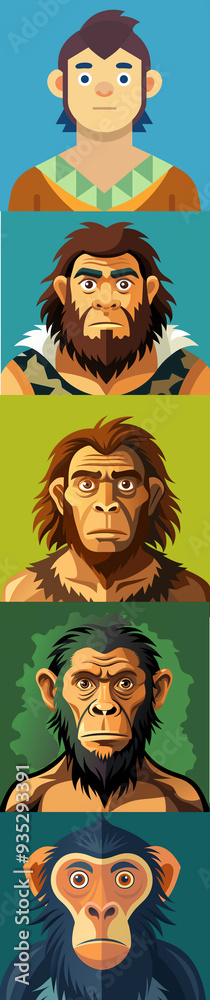 Stages of human evolution set, male human development stages ...