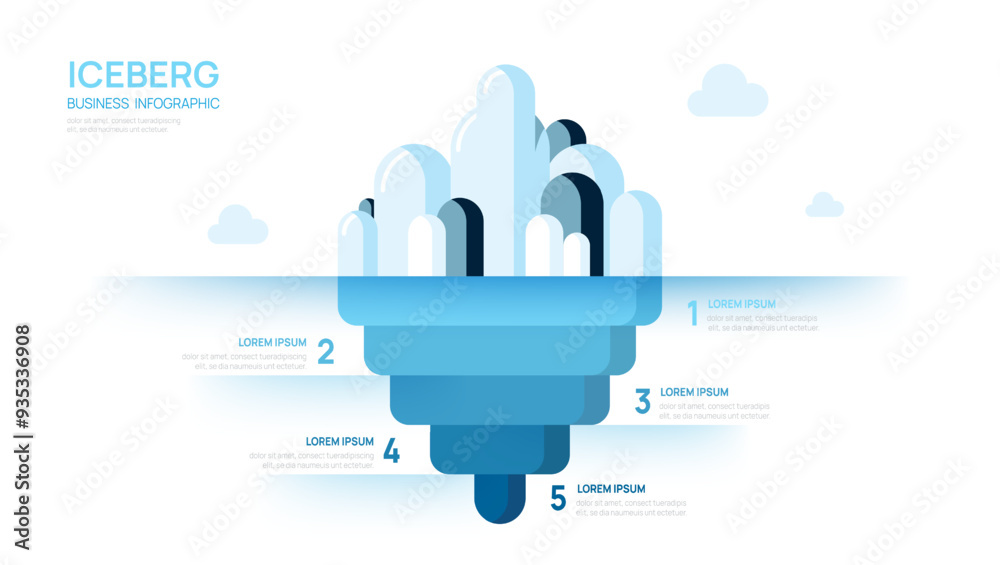 Iceberg simple infographic template for business. Modern 5 steps to ...
