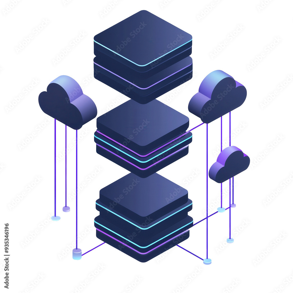 Scalable cloud solution, visualized with expanding layers and end-to ...