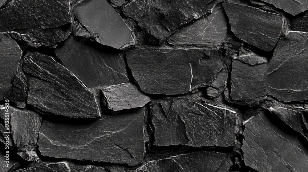 Seamless Black Slate Stone Background Texture for Architectural Designs and Creative Projects in ...