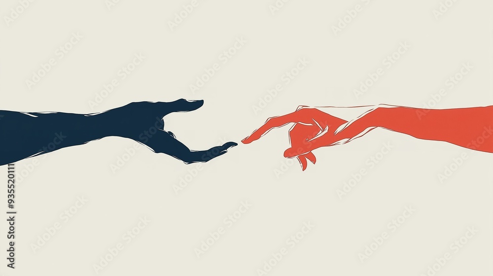 Reaching Hands. Two hands reaching towards each other. Connection ...