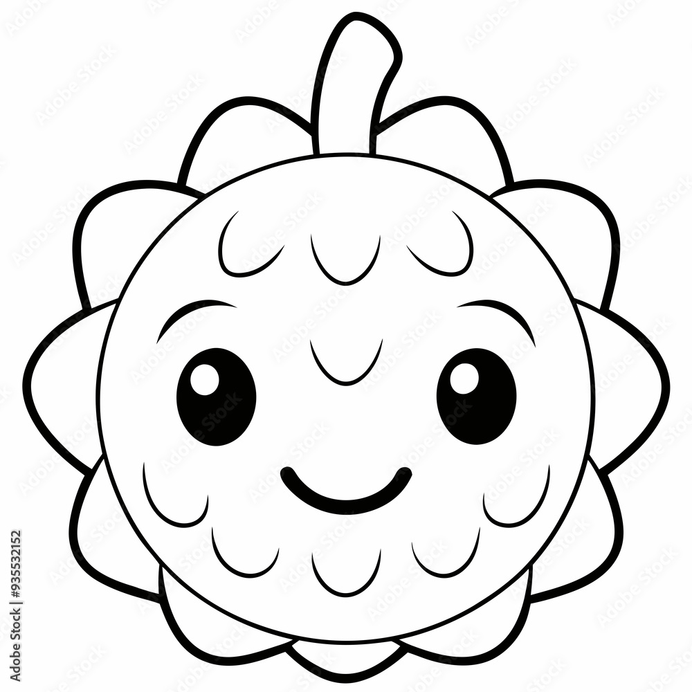Cherimoya Fruit fruit Coloring Page svg Stock Vector | Adobe Stock