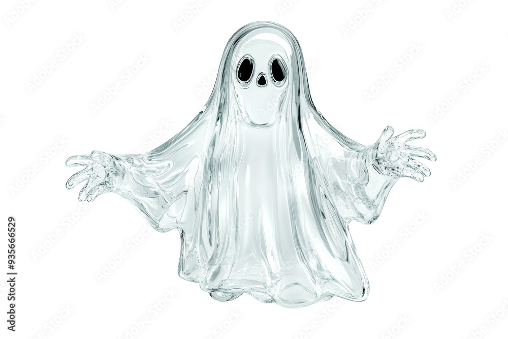 3D glass ghost figure with faint Halloween glow isolated on transparent ...