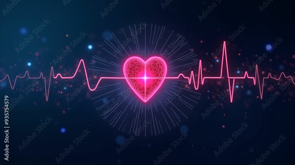 Monitoring with artificial intelligence of heart health and pulse management. Concept AI ...