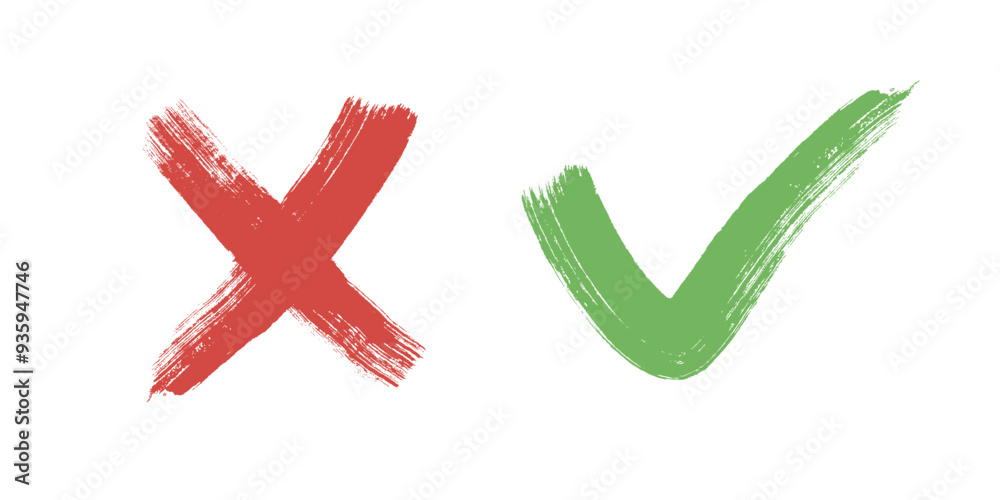 Check cross marks, Tick and Cross sign elements. vector buttons for ...
