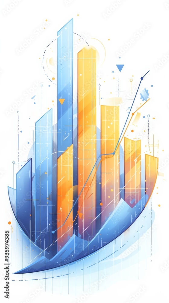 Vertical Vector Illustration of a Stock Market Graph with Upward Trend ...