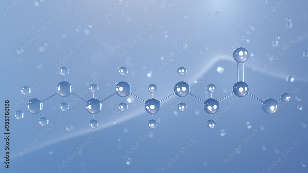 caprylic acid molecular structure, 3d model molecule, saturated fatty ...