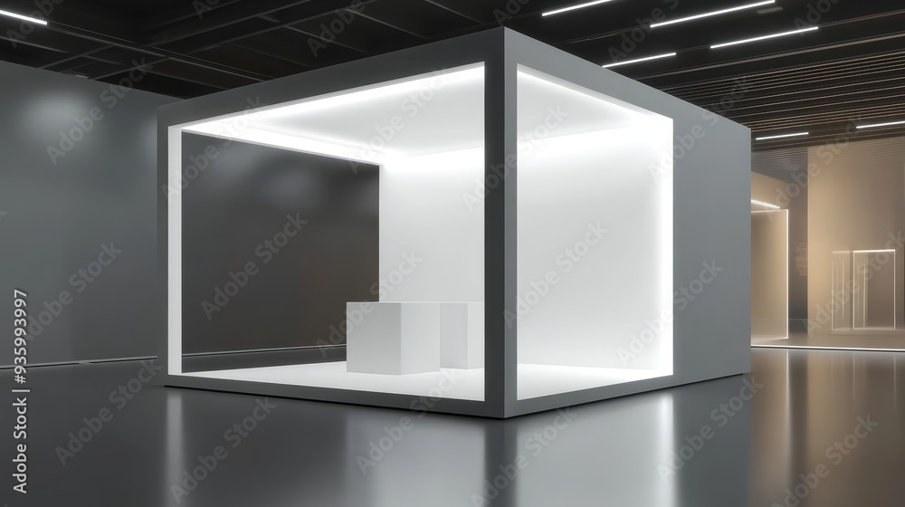 Showcase your products in this realistic 3D exhibition booth. The blank ...