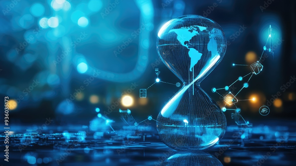 LCA life cycle assessment concept. Hourglass with LCA icon ...