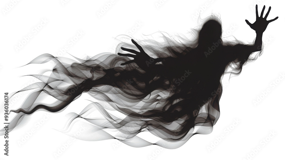 Realistic Halloween ghost shadow PNG. Transparent isolated phantom ...