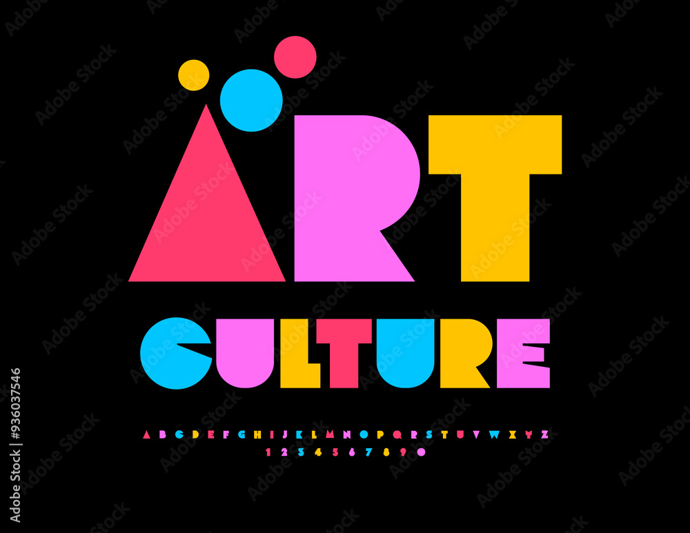 Vector modern concept Art Culture. Trendy Colorful Font. Abstract style ...