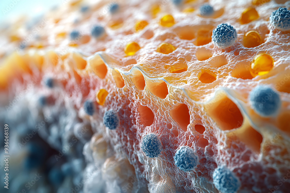 Cross-sectional diagram of skin showing collagen fibers interwoven with ...
