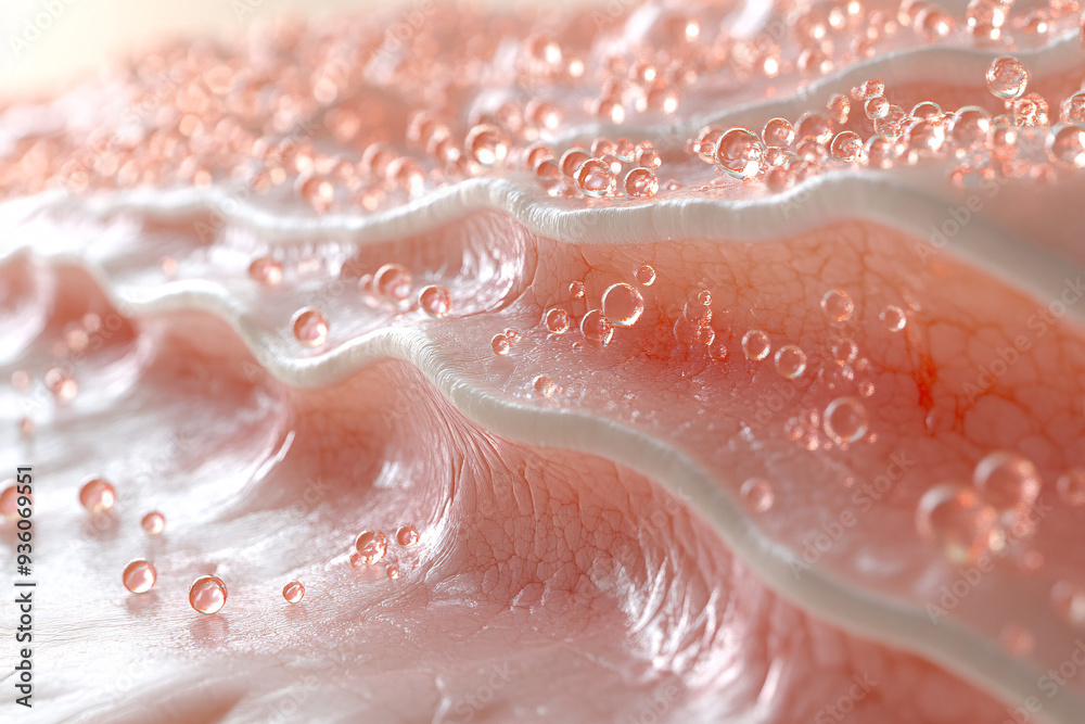 Skin layer model featuring collagen fibers and vitamins, with a focus ...